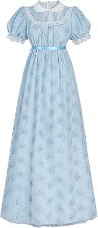 Amazon.com: Nuoqi Blue Regency Dresses for Women Empire Waist Regency ...
