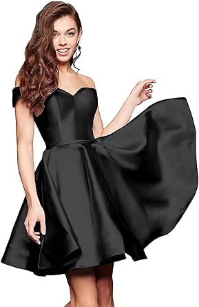 Amazon.com: CIYUGNGJG Off Shoulder Satin Homecoming Dress with Pockets ...