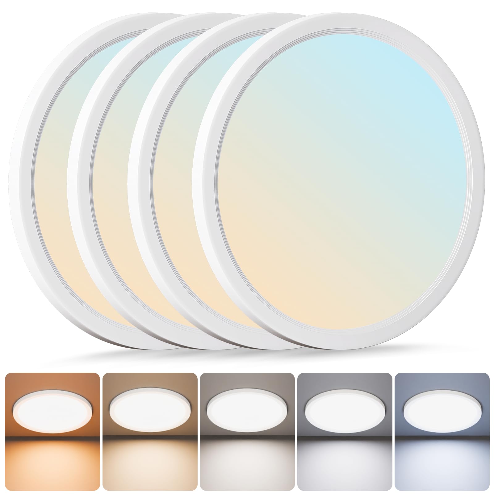 Amazon.com: JTT 12 Inch LED Flush Mount Ceiling Light - 4 Pack 22W 5CCT ...