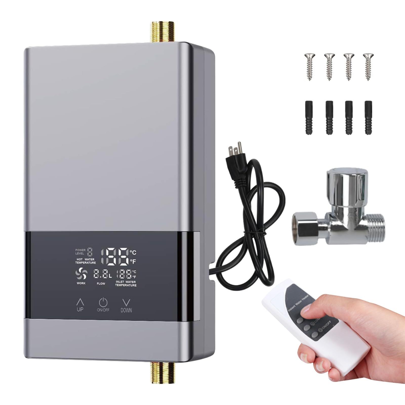 Tankless Water Heater Electric,110v 3000w Instant Hot Water Heater with ...