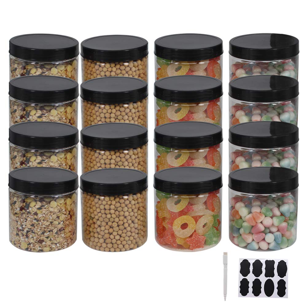 Amazon.com: zmybcpack 12 Pack 16 oz Plastic Jars with Lids, Extra ...