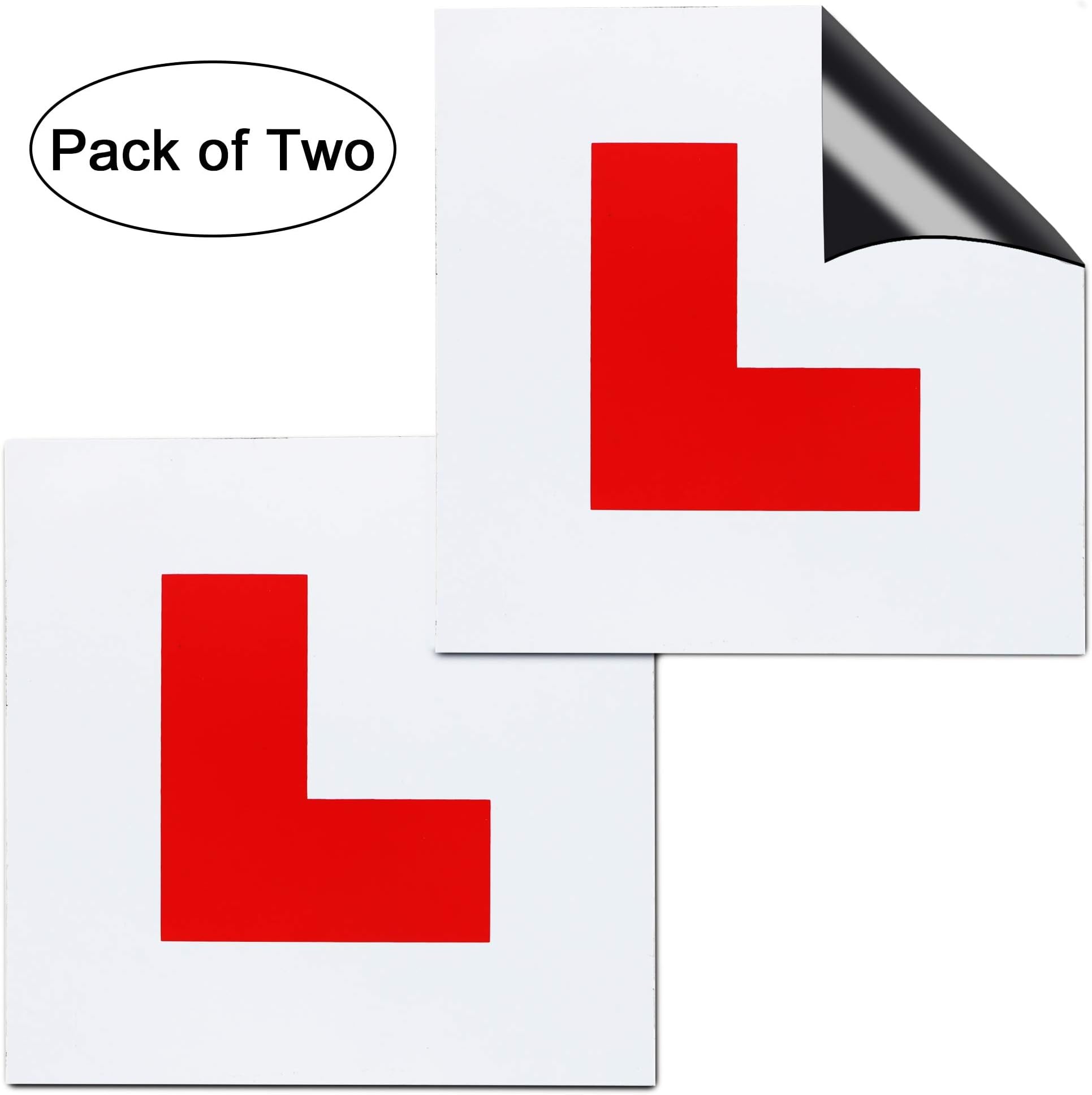 BEEWAY Fully Magnetic Car L Plates - 2 Pack Extra Thick 1.0mm Strong ...