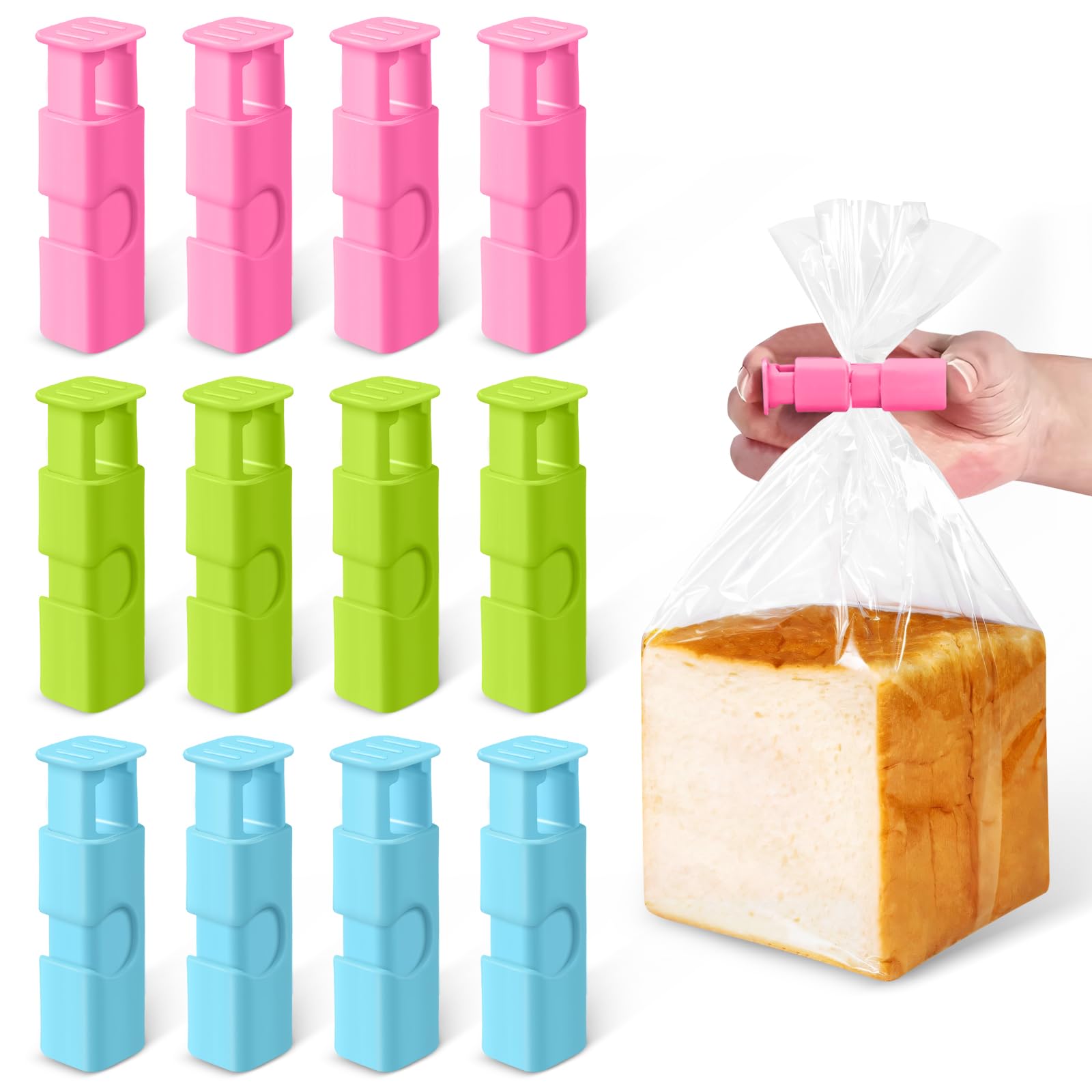 12Pcs Plastic Bag Clips for Food Storage, Reusable Spring Squeeze ...