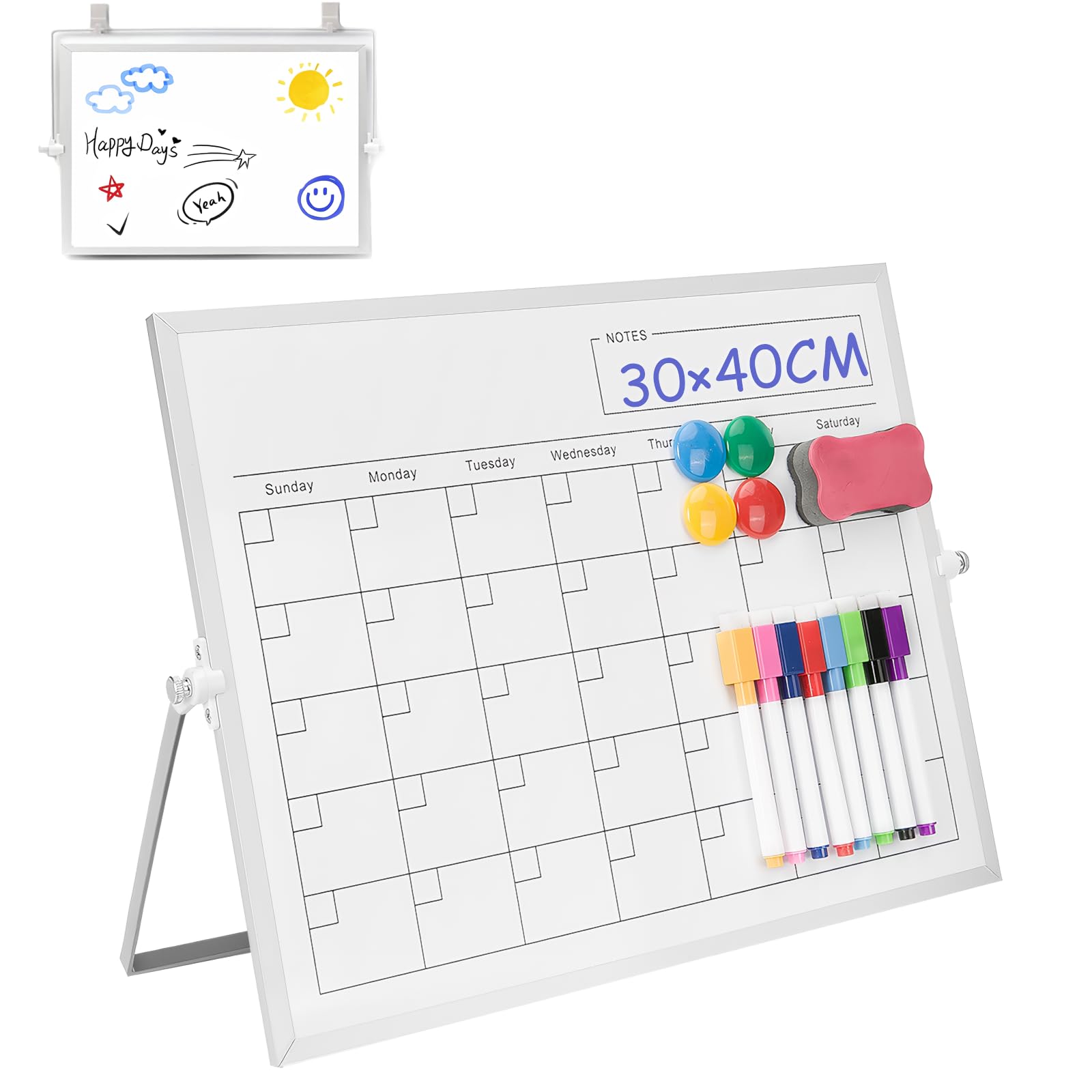 REIDIV Pizarrones Blancos 30×40 cm, Doble cara Pizarrón Magnetico ...