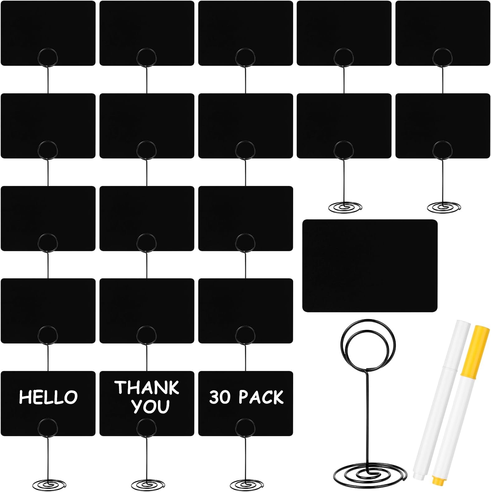 30 Sets Small Chalkboard Label with Metal Stand 4"x3" Plastic Mini ...