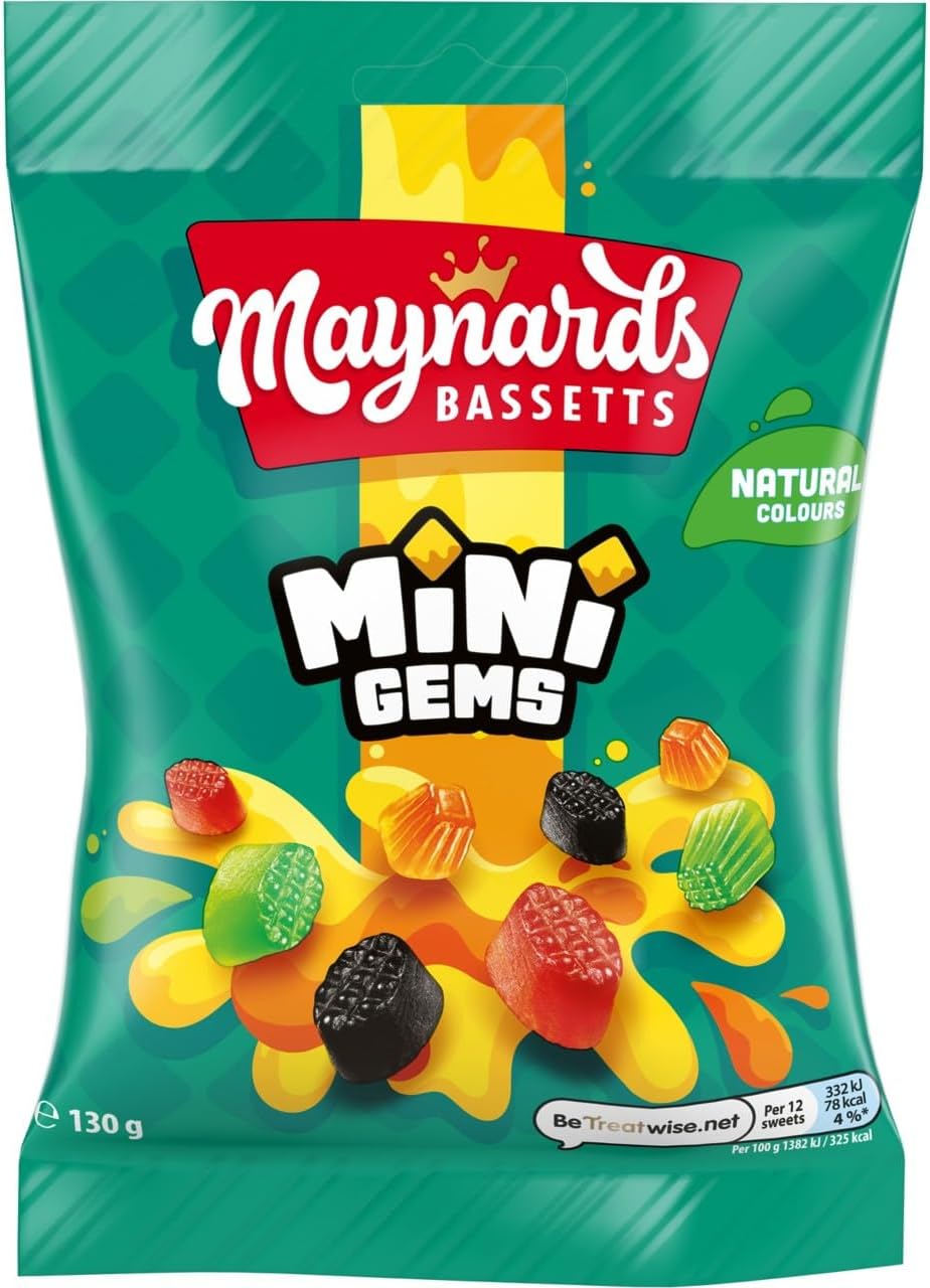 Maynards Bassetts Minigems Sweets Bag, Assorted Fruity Jelly Sweets ...