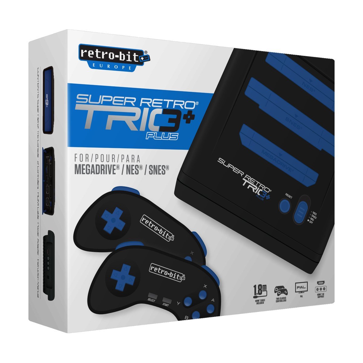 Amazon.com: Super Retro Trio Plus HD Royal Blue PAL Version Retro-Bit ...