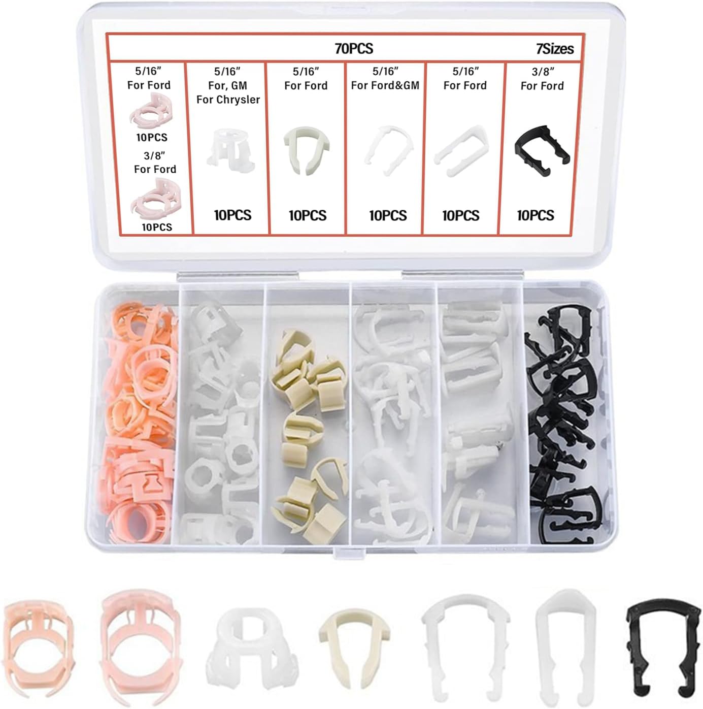 Amazon.com: 70 PCS Fuel Line Clamp, 3/8 & 5/16 Inch Fuel Line Clamps ...