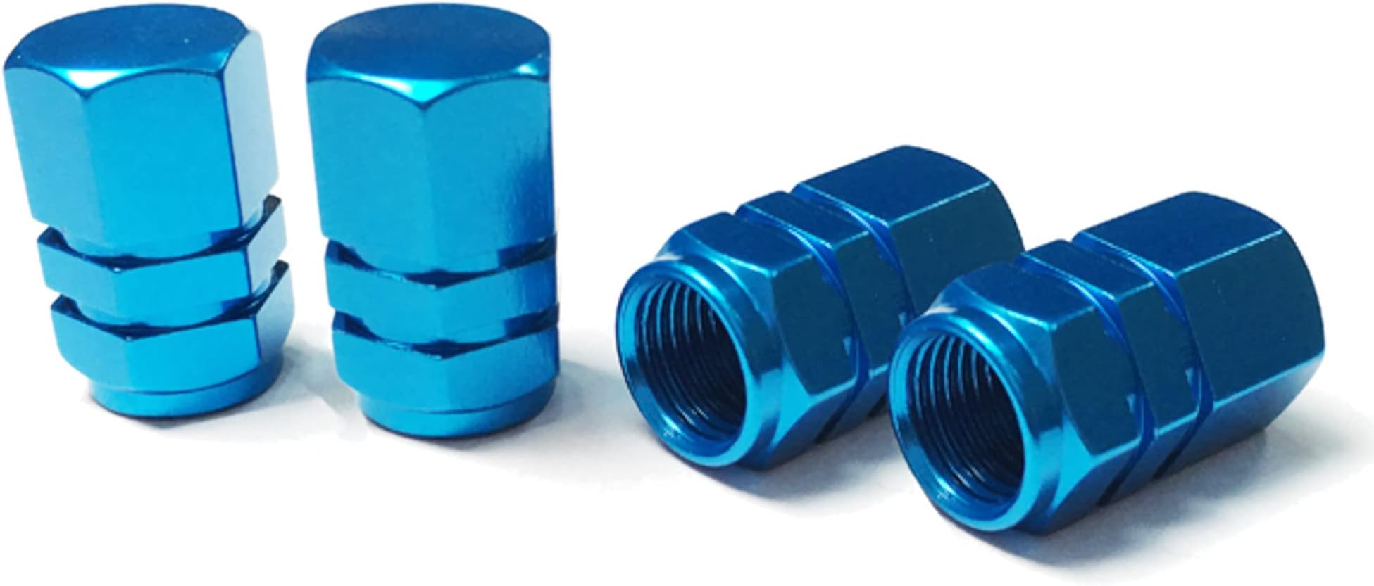 Amazon | 【COTRAX】エアバルブキャップ アルミ 製 ホイール タイヤ キャップ 軽 自動車 バイク アメリカンタイプの自転車用 な汎用パーツ 六角型 4個セット (スカイブルー ...