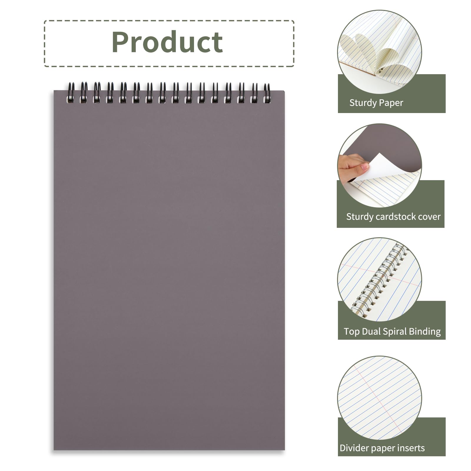 Snapklik.com : EOOUT Top Spiral Steno Pads 5 Pack Aesthetic Pocket ...