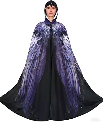 Amazon.com: BWVQNO Crow Hooded Long Cloak, Adult Crow Cosplay Costume ...