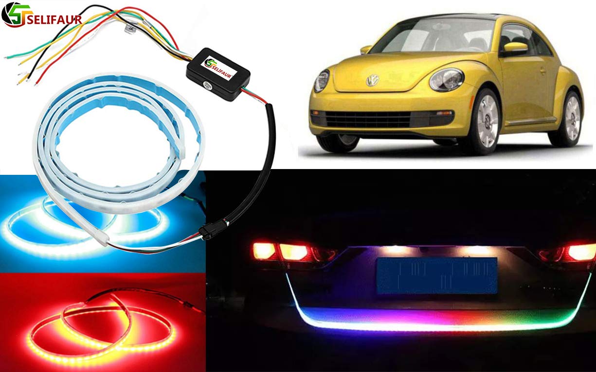 Buy Selifaur 48Inch Ice Blue & Red DRL LED Brake with Side Turn Signal ...