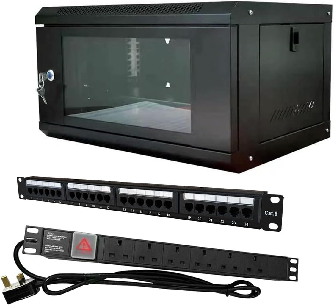 Complete 6U 19" Network Data Cabinet 450MM Deep For Home Office Server ...