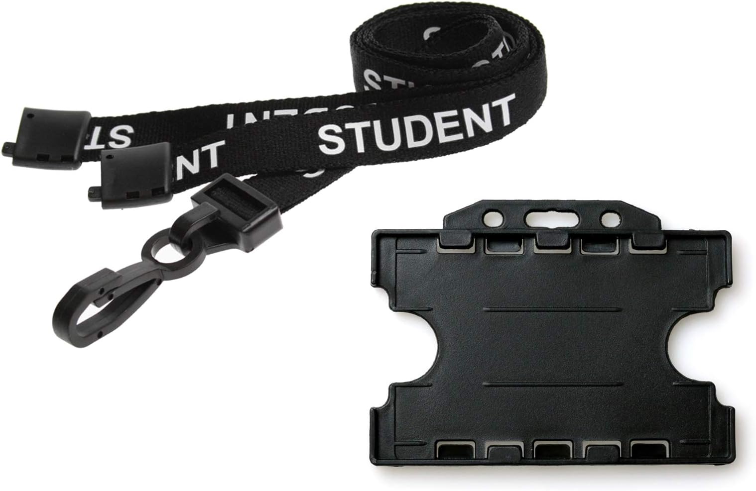 Black Student Lanyard with Double Sided Card Holder (Clear) : Amazon.co ...