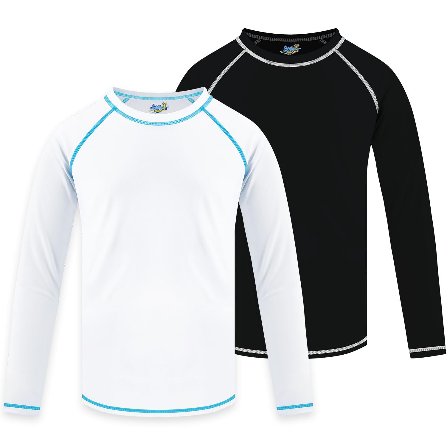 2 Pack Boys Rash Guard Swim Shirt Long Sleeve UPF+ 50 Sun Shirts for ...