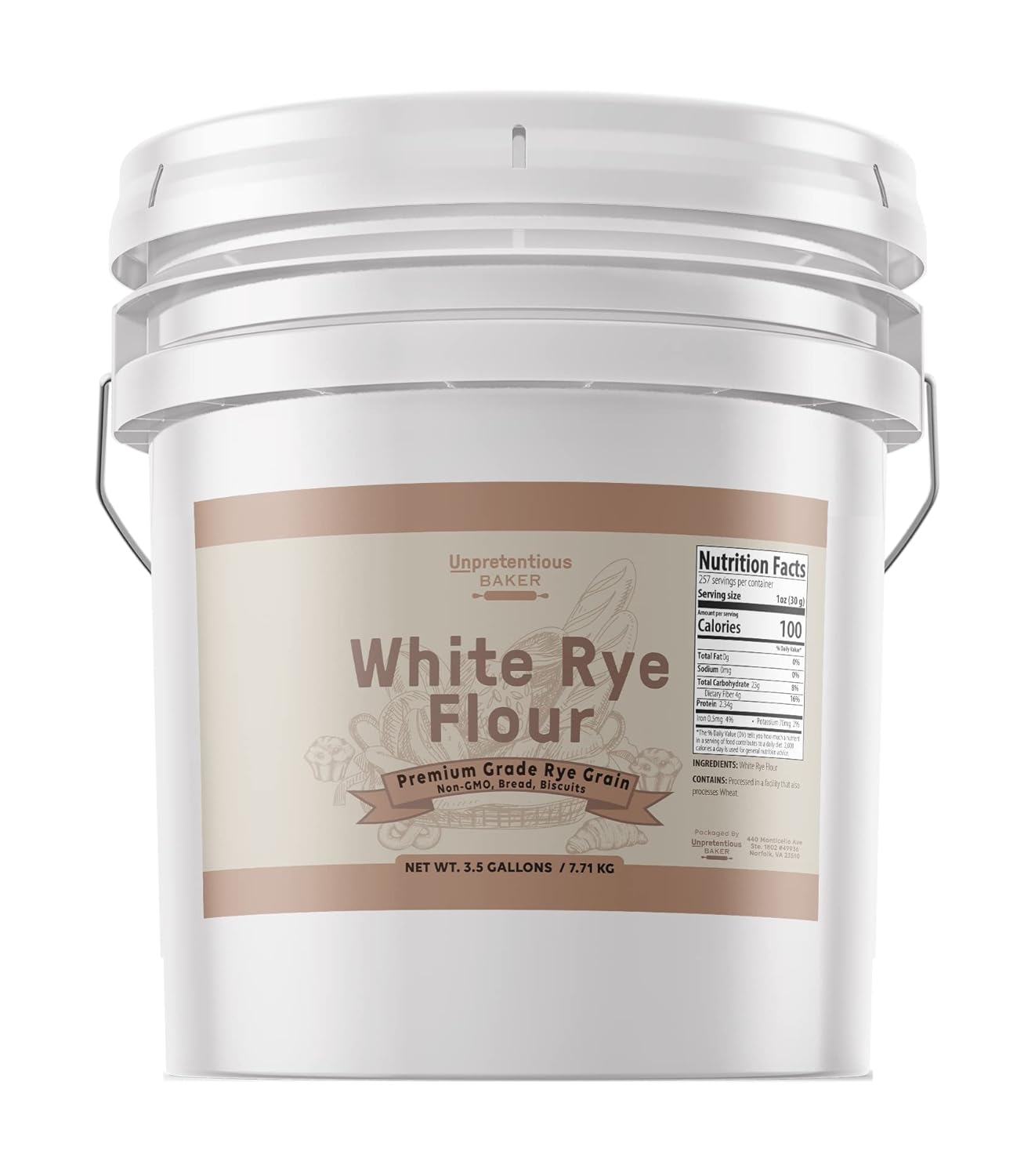 Amazon.com : White Rye Flour By Unpretentious Baker, 3.5 Gallons, Non-GMO, Bread, Biscuits ...