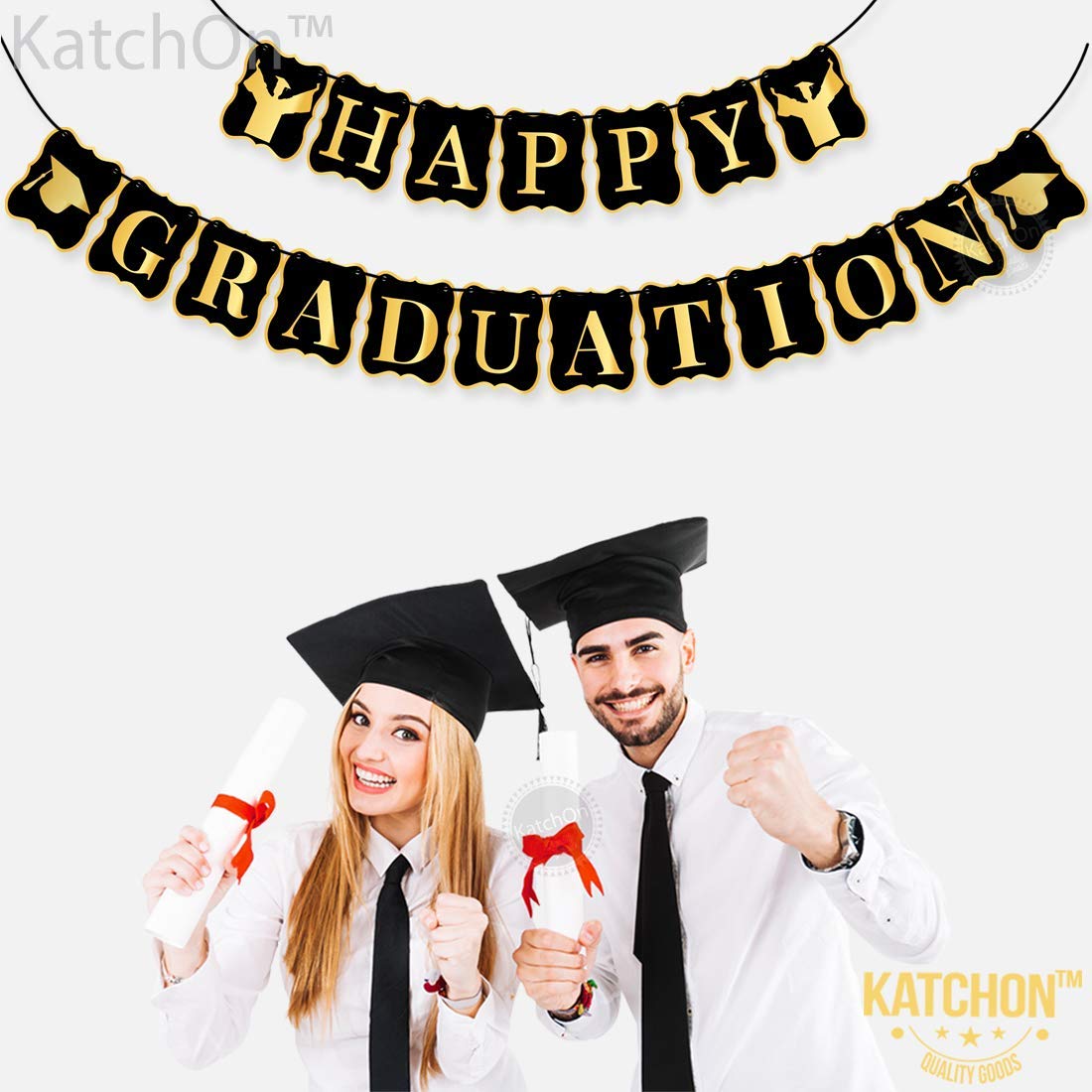 Big 12 Feet Happy Graduation Banner 2022 - No DIY, Large 8 Inch Pennant ...