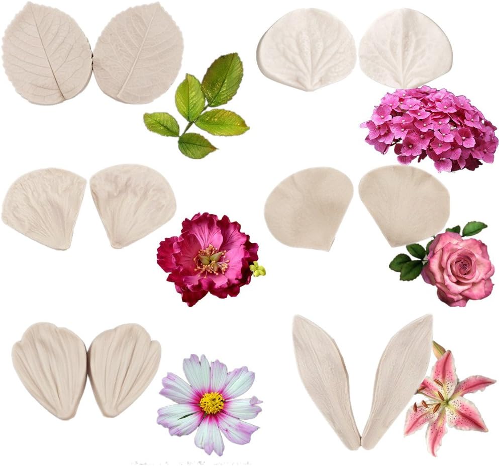 Amazon.com: 12set Gumpaste Flower Silicone Veining Mold-Fondant Flower Veining Mold,Gum Paste ...