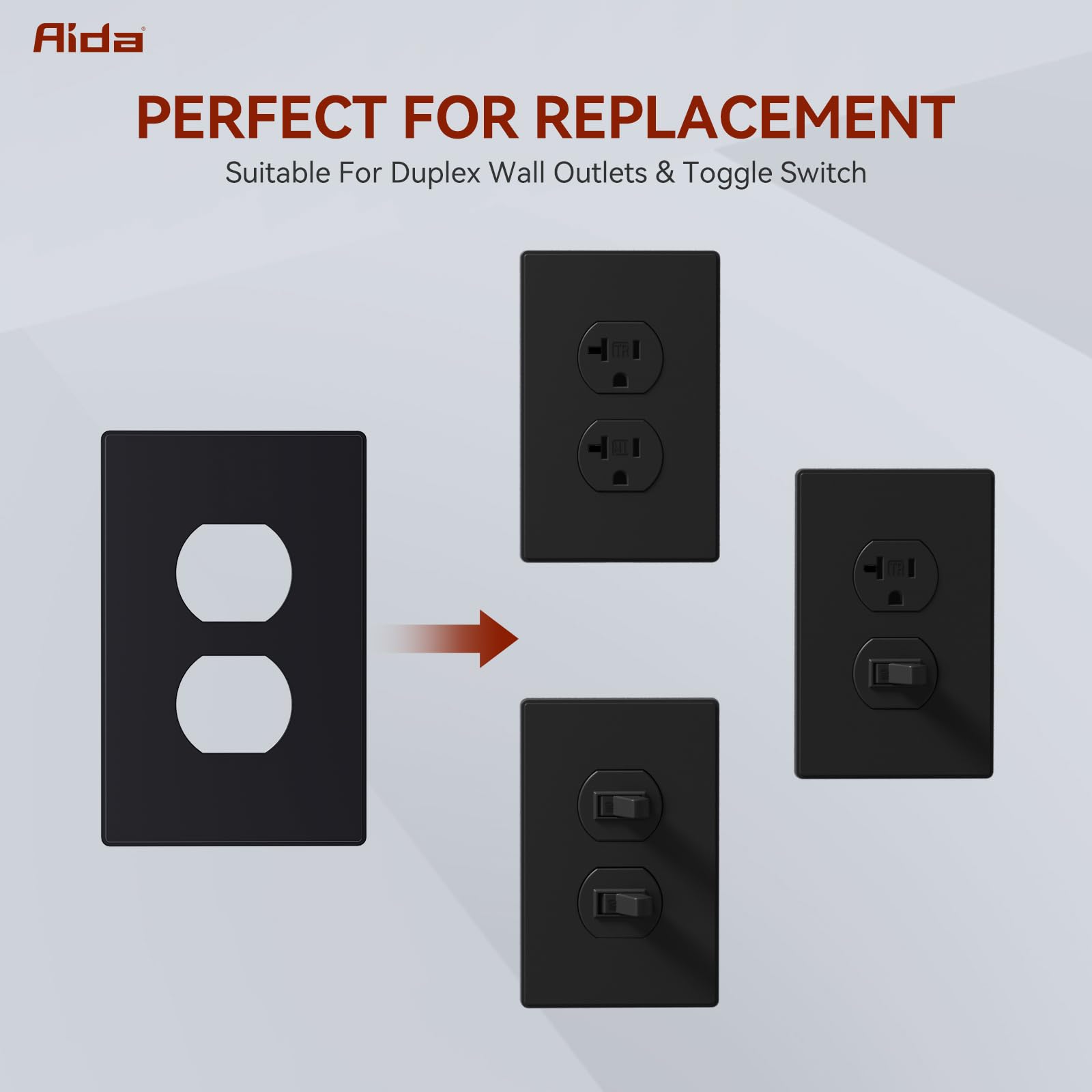 Snapklik.com : AIDA 1-Gang Screwless Duplex Wall Plates, Mid-Size ...