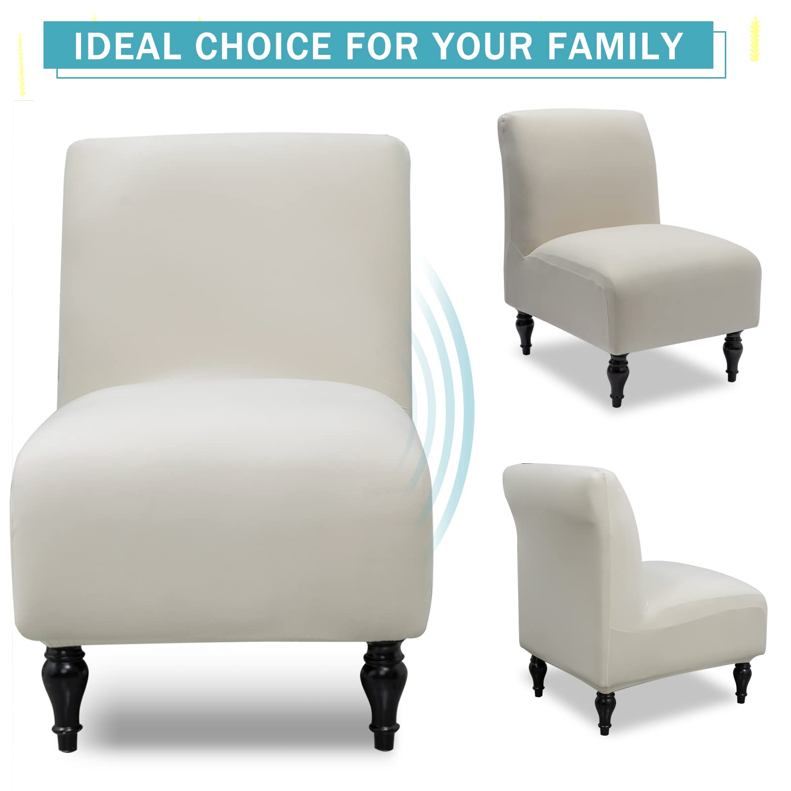 Iauddy Armless Accent Slipper Chair Cover Slipcover,Stretch Spandex ...