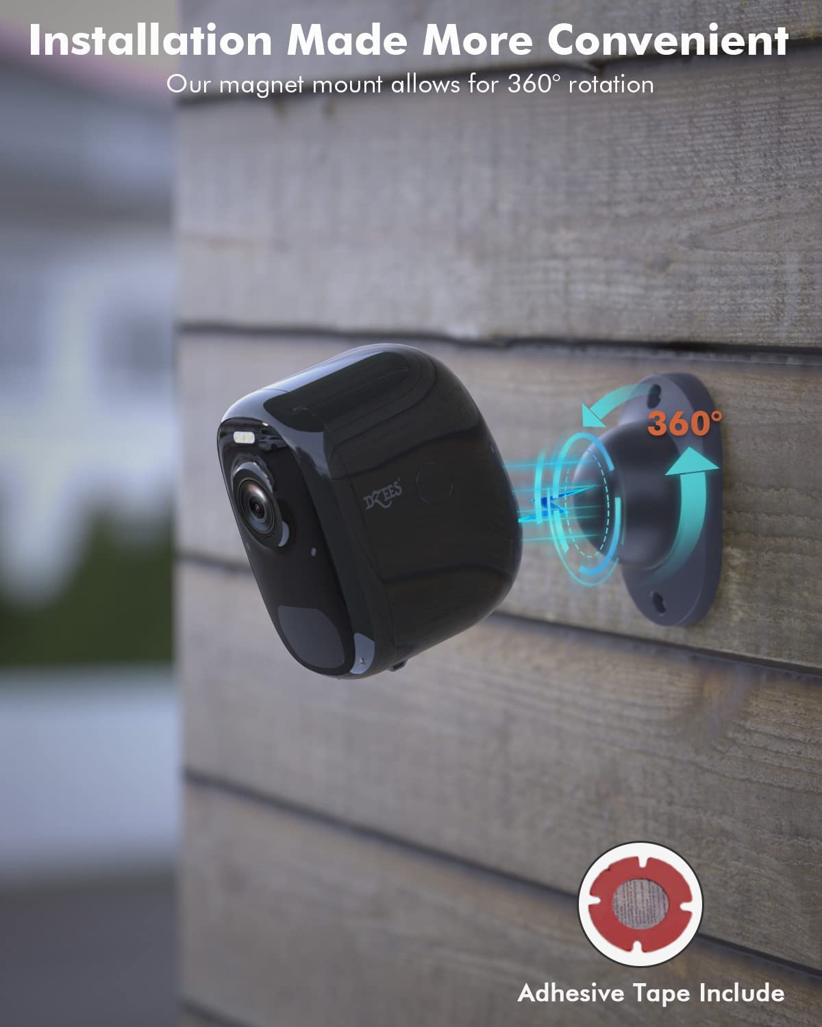 Dzees 4MP Outdoor Camera Wireless with Magnetic Mount Battery Powered ...