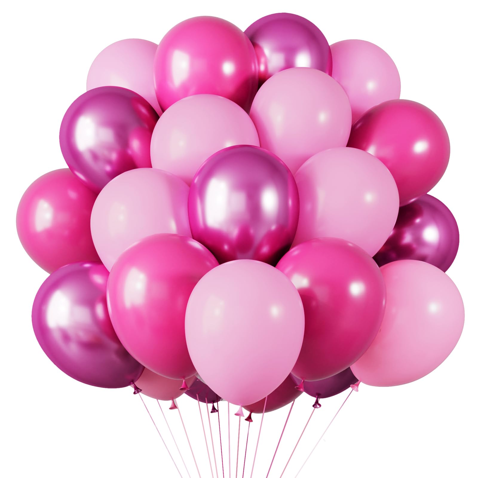 Amazon.com: RUBFAC 65 Pcs 12 Inches Pink Balloons Metallic Pink ...