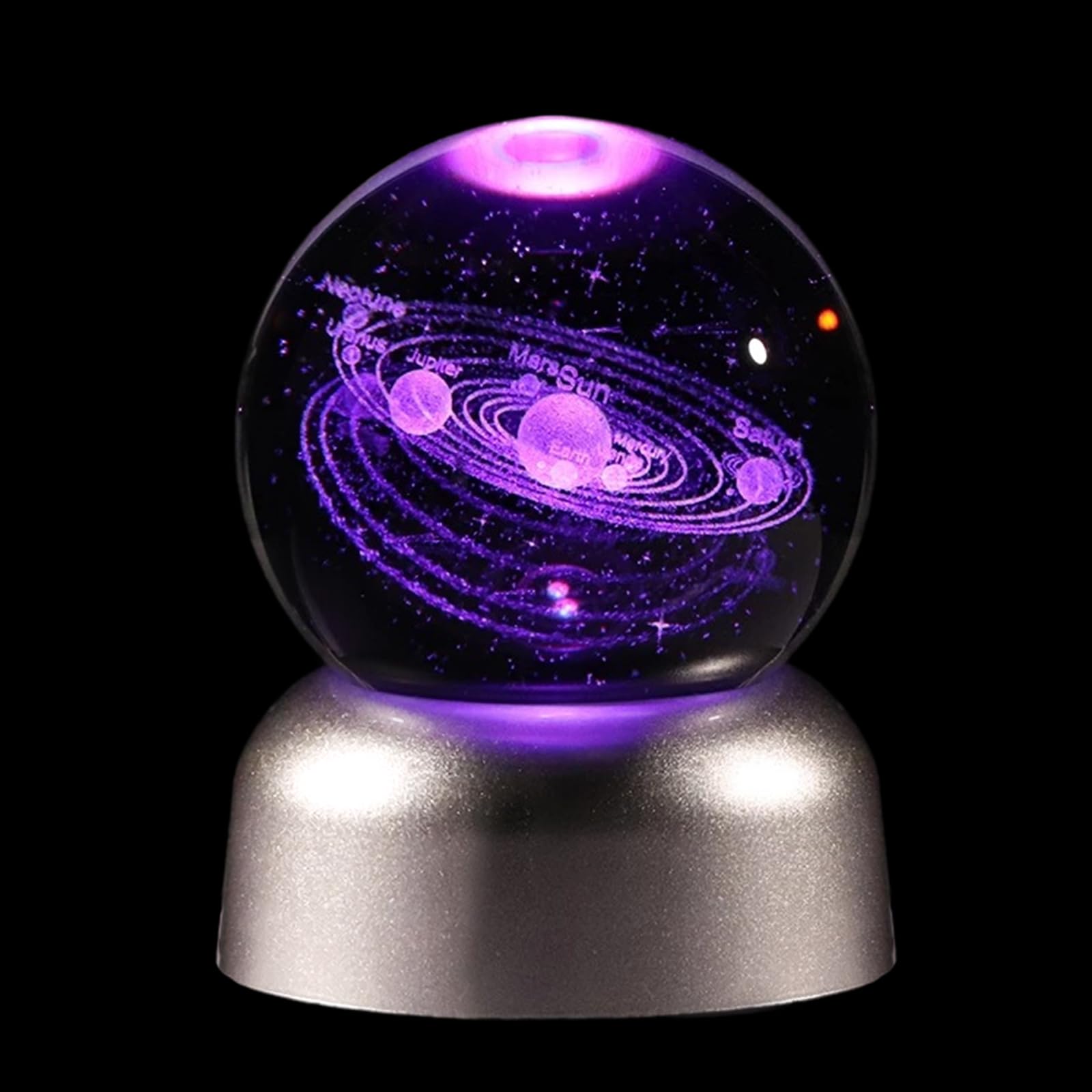 SULIVES 3D Solar System Crystal Ball, Solar System Model with LED Base ...