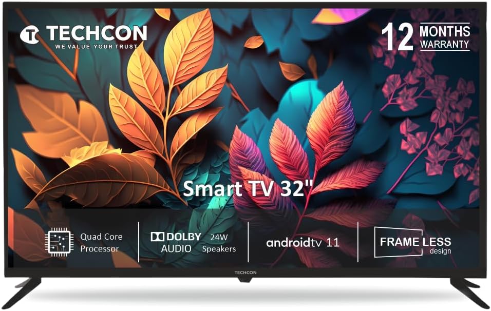 TECHCON T322G5 VC 32-inch HD Ready Smart LED TV | 1080P, 60Hz, 20W ...