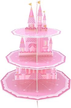Amazon.com: KALEFO Princess Party Supplies 3 Tier Cupcake Stand Girl ...