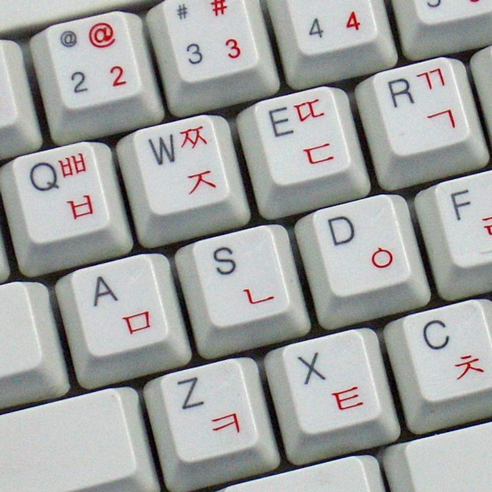 KOREAN KEYBOARD STICKER WITH RED LETTERING TRANSPARENT BACKGROUND FOR ...
