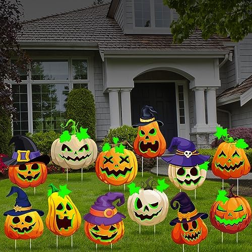 Amazon.com : 12 Pack Halloween Yard Signs with Stakes Pumpkin Outdoor ...