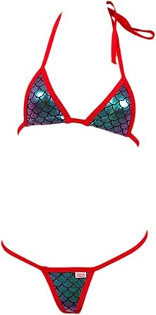 Amazon.com: Micro Scale Bikini Top and G-String - Red : Clothing, Shoes ...