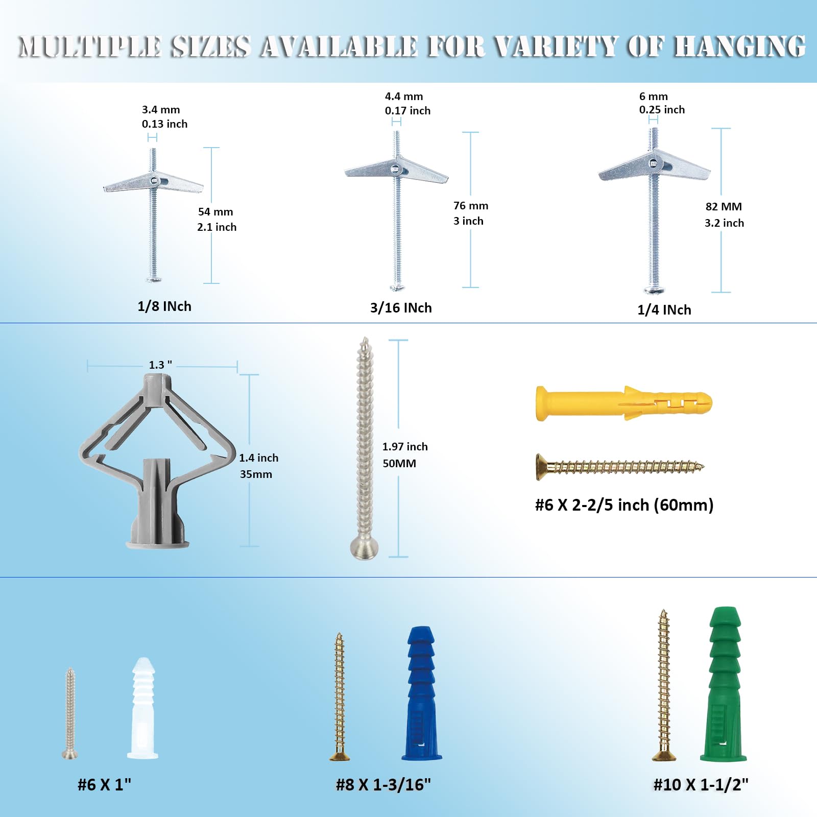 Snapklik.com : Drywall Anchors And Screws Kit Heavy Duty, Toggle Bolts ...