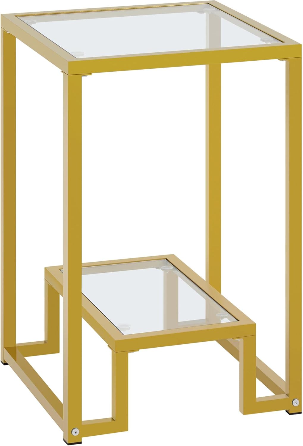 Amazon.com: Yaheetech Glass Side Table, Tempered Glass Gold End Table ...