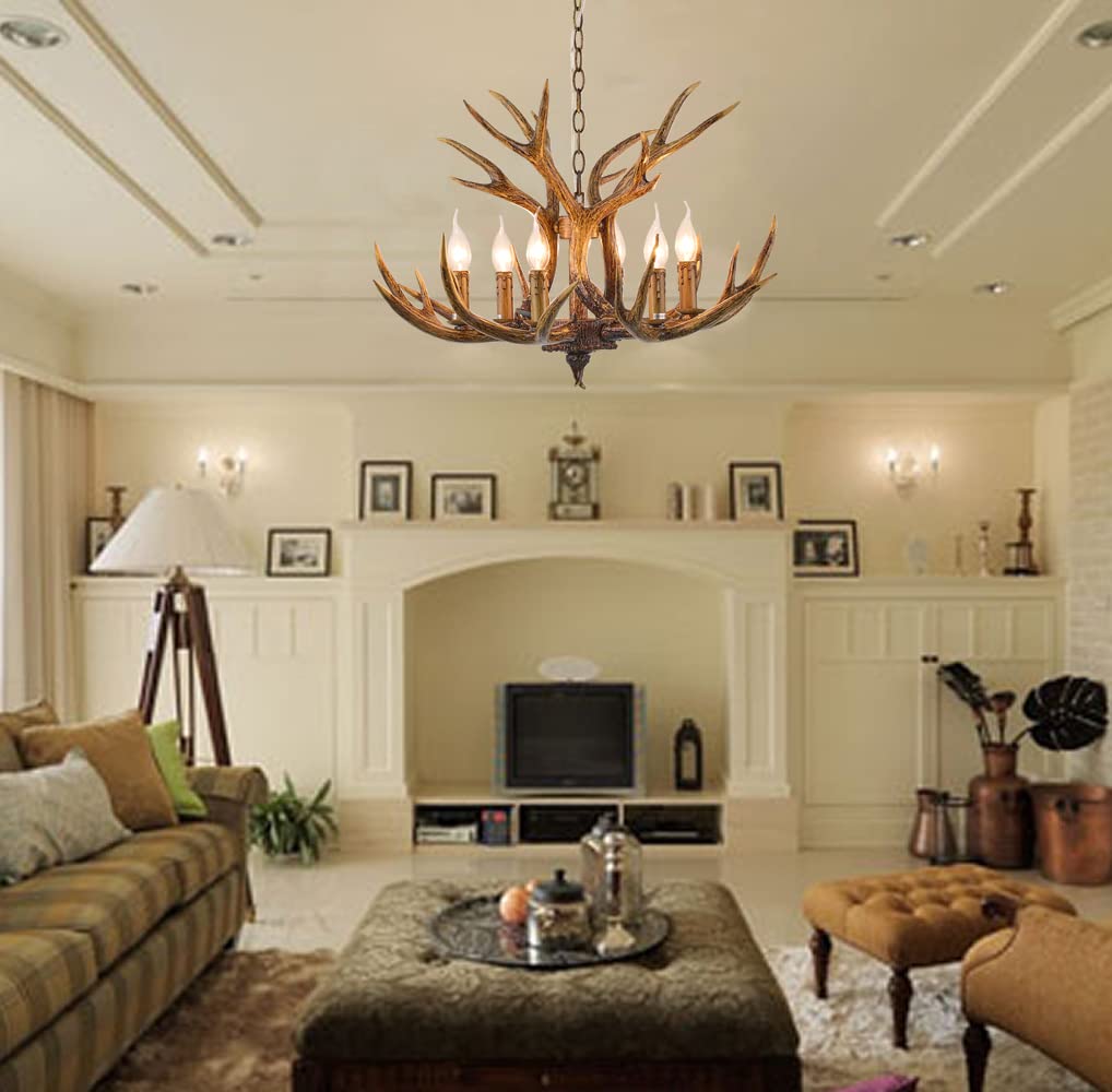 Durahonn Antler Chandelier, 6 Lights E12 Bulbs, Vintage Deer Horn ...