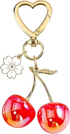 nocoeed Cute Cherry Keychain Bag Charm for Women, Sparkly Cherry Flower ...