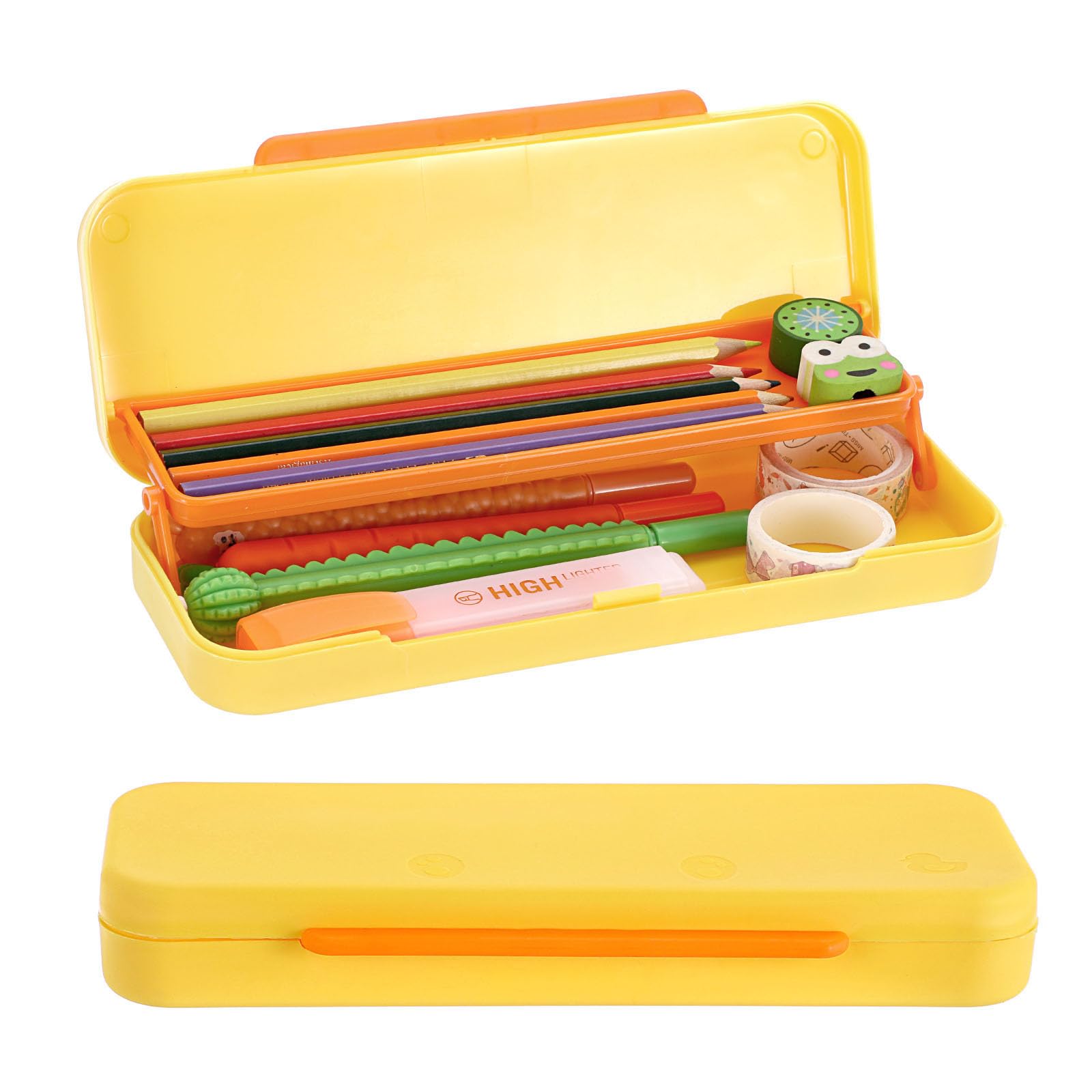 Amazon.com: BTSKY Little Duck Double Layers Plastic Pencil Box Cute Pen ...