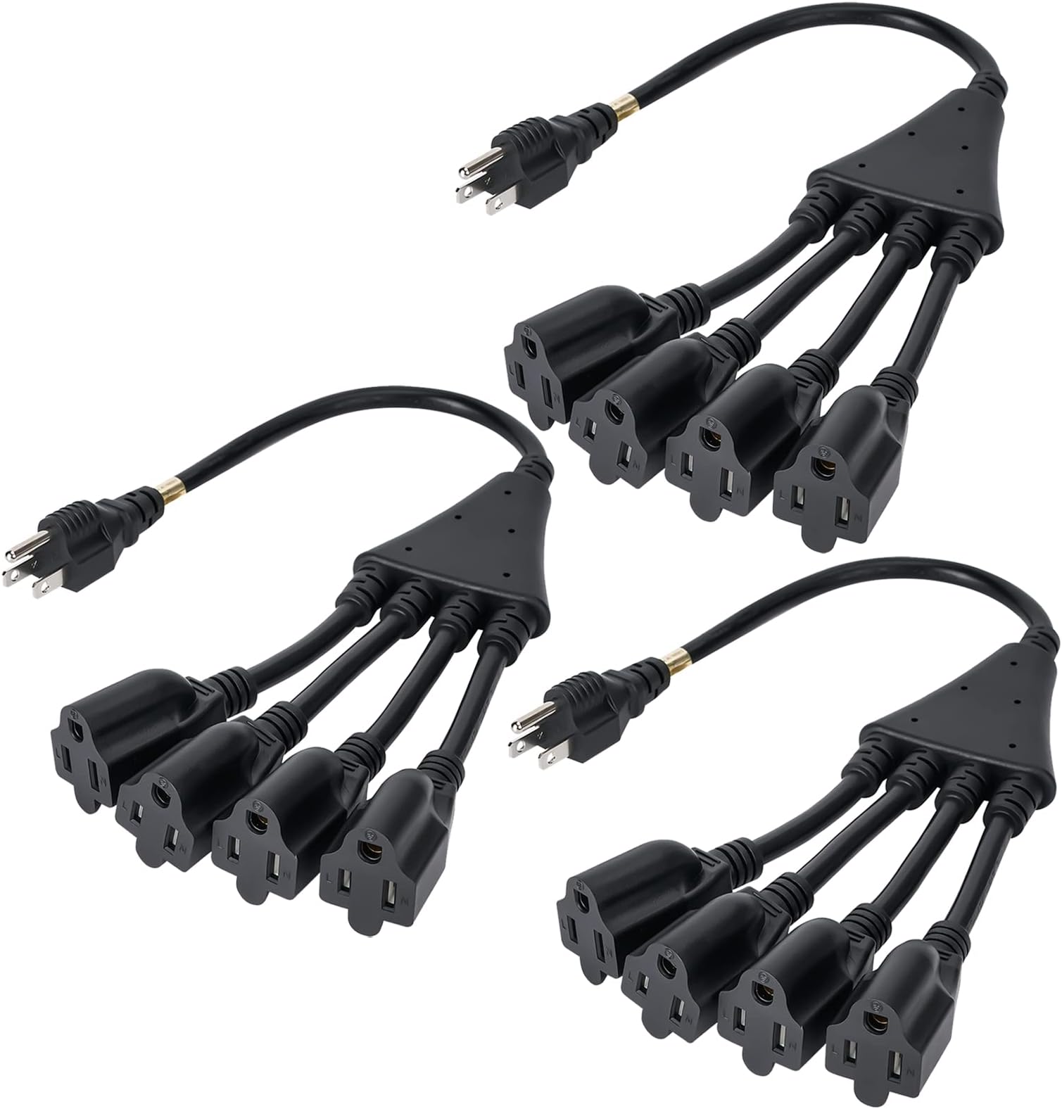 Amazon.com: 4 Way Power Splitter Pack of 3-1 to 4 Extension Cord ...