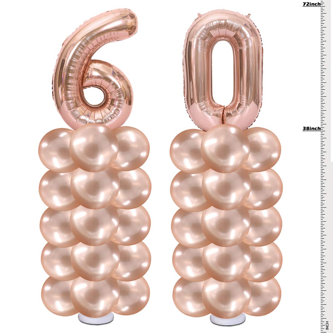 Buy Rose Gold 60th Birthday Decoration for Women,2 Pack Huge 6FT Tall ...