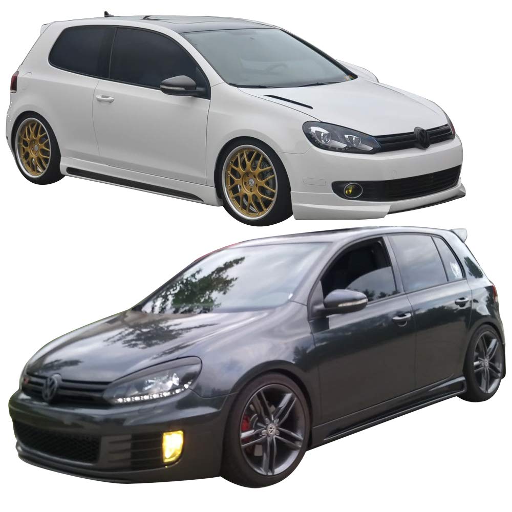 Buy Front Bumper Lip Spoiler + Side Skirts Compatible With 2010-2014 VW ...