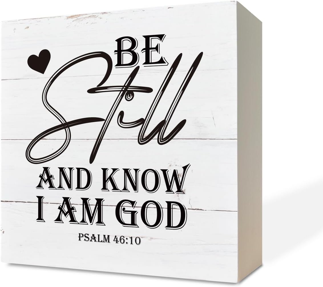 Amazon.com: Razpah Christian Sign, Wooden Box Desk Decor, Psalm 46:10 ...