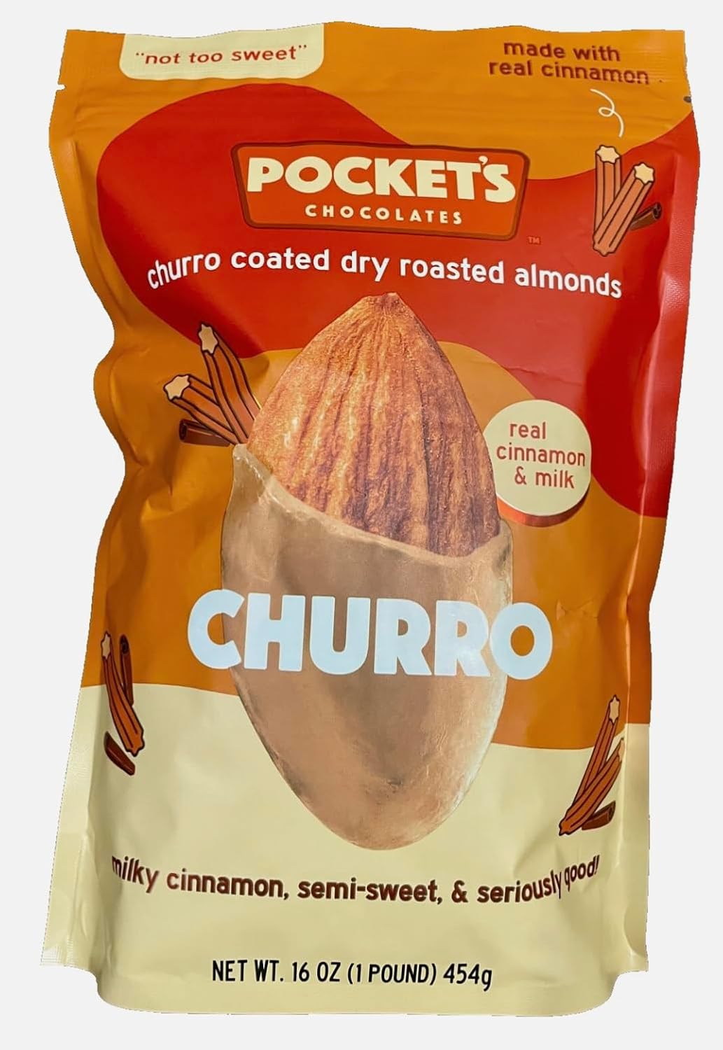 Amazon.com : Pocket’s Chocolates Churro Coated Dry Roasted Almonds 16 ...