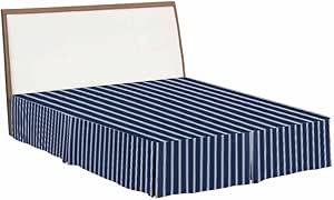 Amazon.com: Navy Blue Striped Bed Skirt Queen Size 16 Inch Drop Bed ...