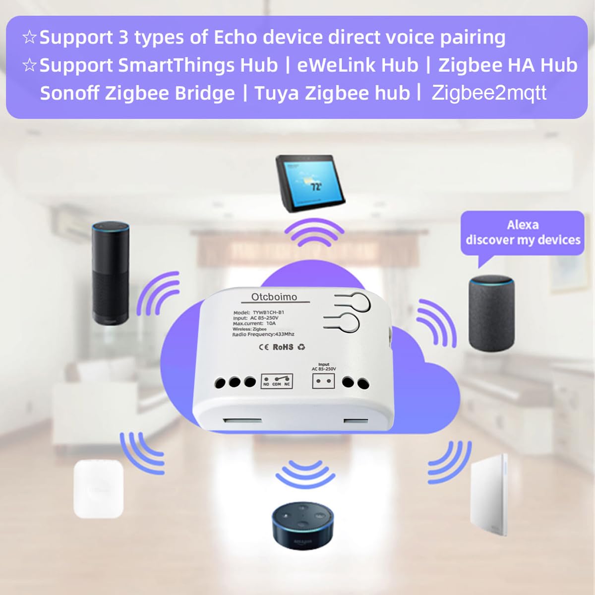 Snapklik.com : Zigbee Smart Relay Switch Module, 1CH AC120V/ USB 5V ...