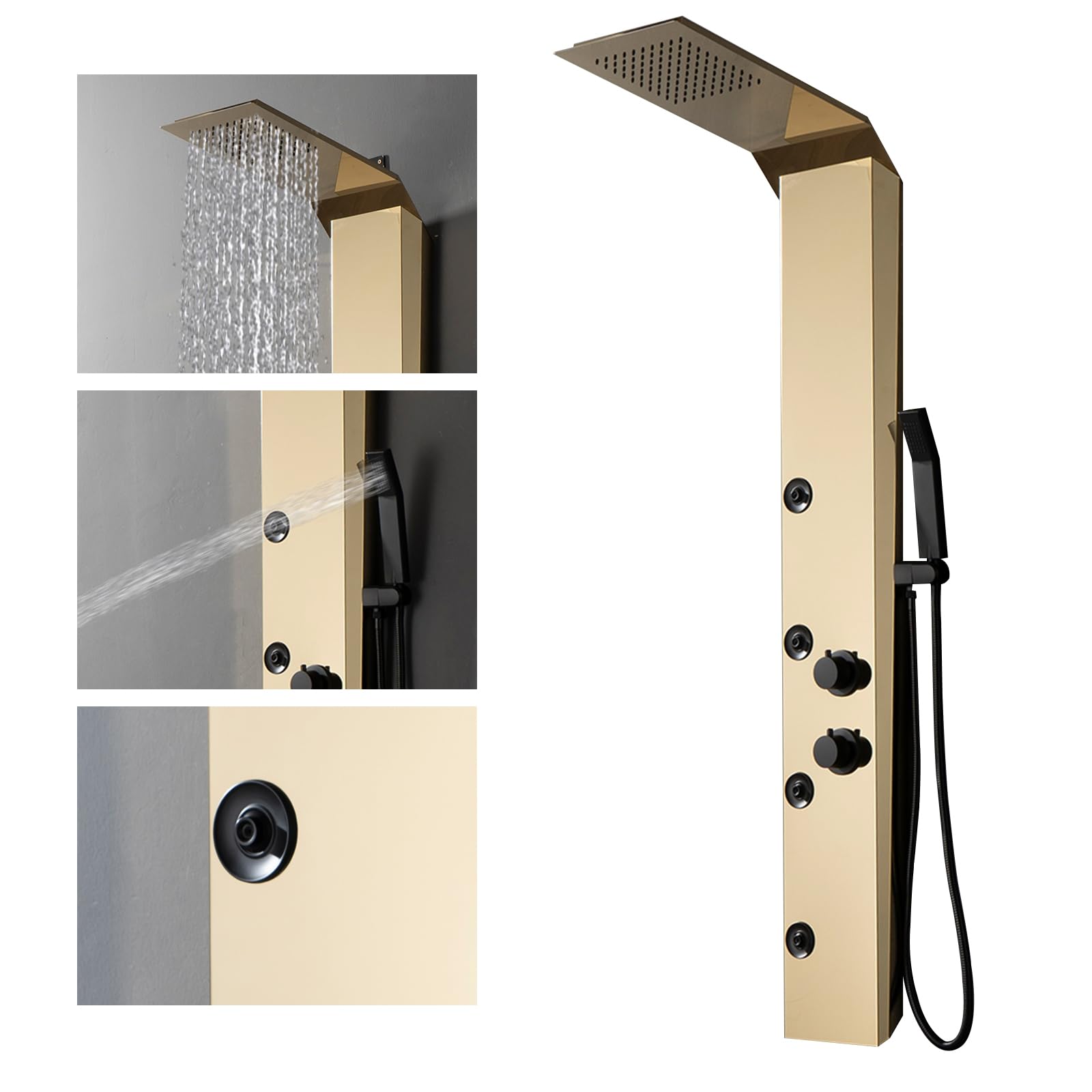 BWE Stainless Steel Shower Panel Tower System,3 In 1 Multi-Function ...