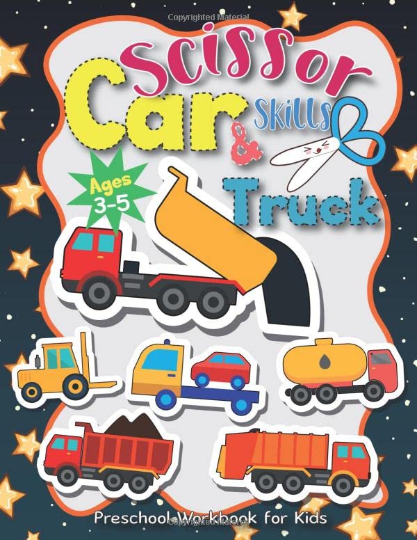 Car and Truck Scissor Skills Preschool Workbook for Kids Ages 3-5 ...