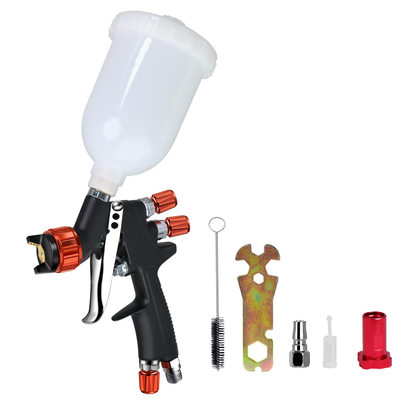 Amazon.com : HVLP Air Spray Gun with 1.2mm Nozzles 300CC Plastic Cup ...