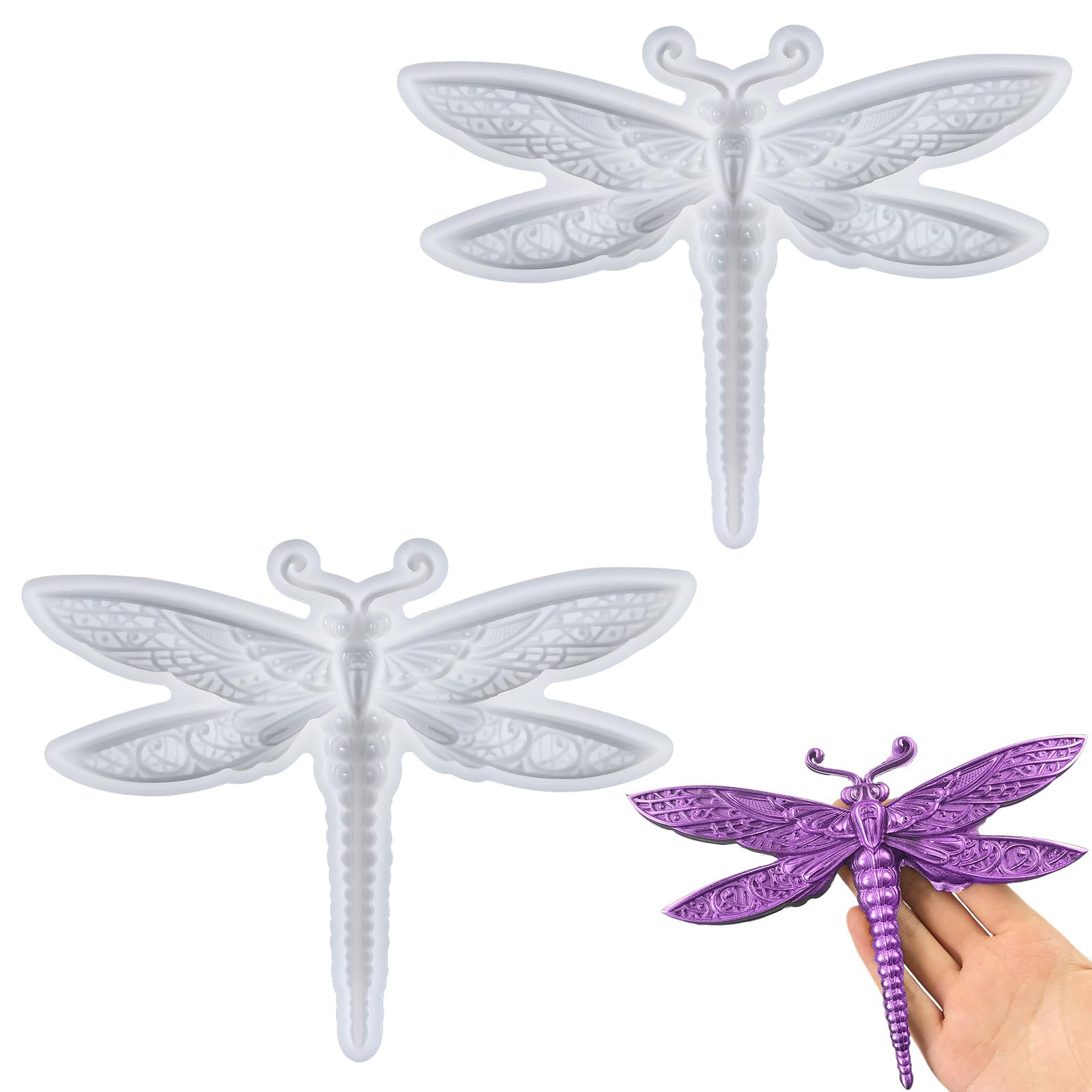 Amazon.com: Dragonfly Resin Molds Silicone, 2Pcs Large 3D Dragonfly ...