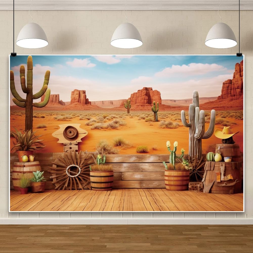 Amazon.com : ChloropLastid 10x8ft Western Desert Cactus Backdrop ...
