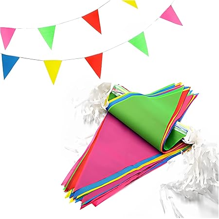 Amazon.com: RUBFAC 1020ft 720pcs Colorful Flag Pennants Multicolor ...